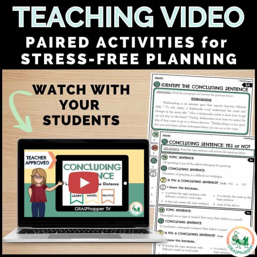 Concluding Sentences Foundations Unit & Activities - GRASPhopper Learning