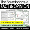 Fact and Opinion Activities, Anchor Charts, and Task Cards Print ...
