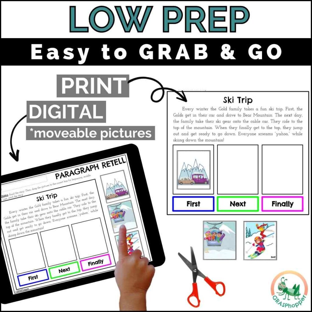 Winter Story Retell 3 Picture Sequencing Activities - GRASPhopper Learning