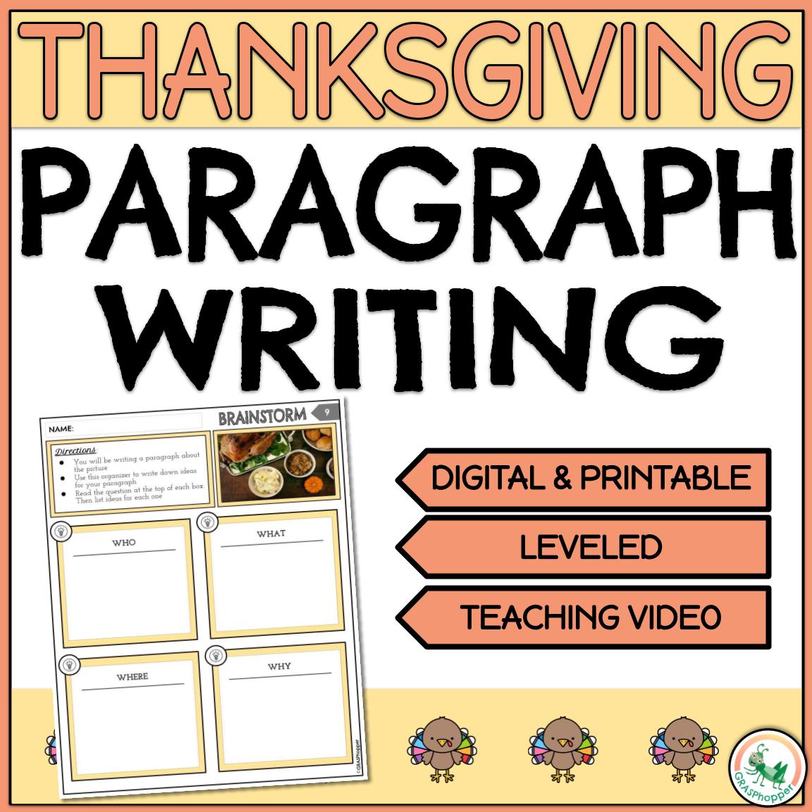 Thanksgiving Paragraph Writing Prompts And Activities GRASPhopper Thanksgiving Paragraph Writing Prompts And Activities GRASPhopper