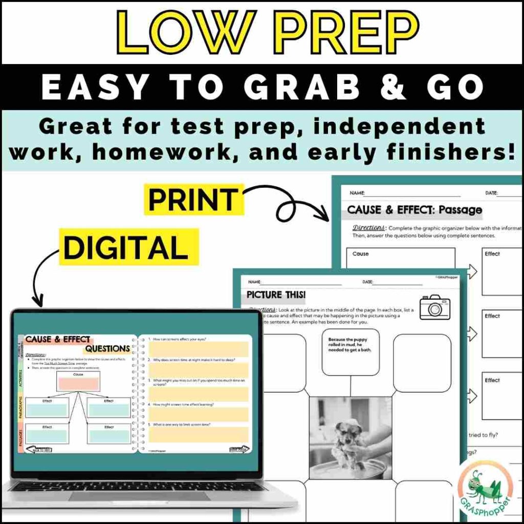 Cause and Effect Nonfiction Text Structure Activities - GRASPhopper ...